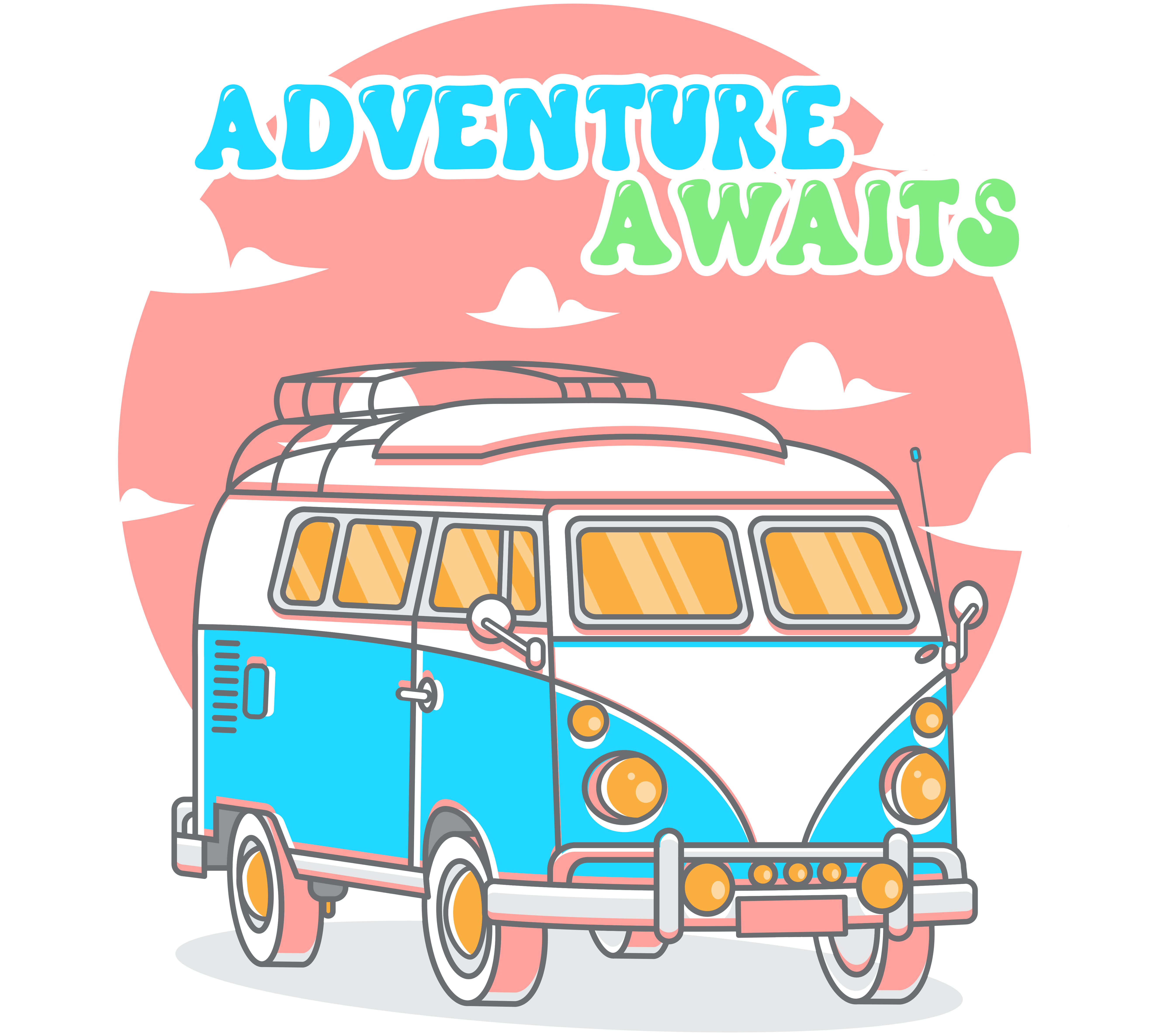 Print Ready - Adventure Awaits - Retro Van